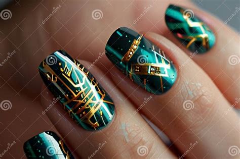 Design Nails Inspired By Futuristic Technology Featuring Circuit