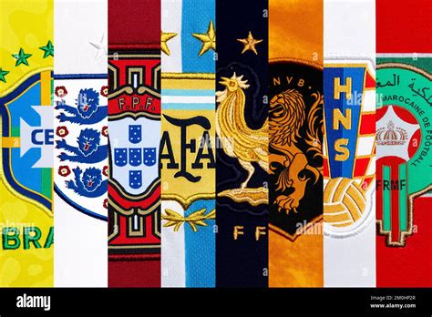 Close Up Of National Football Team Crest On Home Kit Quarter Finalists