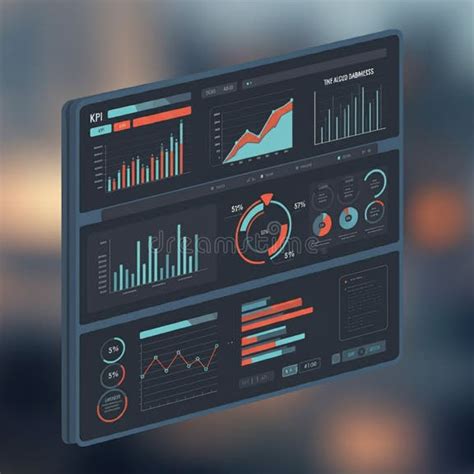 Digital Dashboard Displaying Various Data Visualizations Including Bar Charts Line Stock