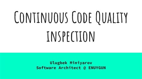 Continuous Code Quality Inspection Speaker Deck