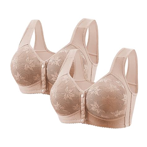 Hvotandaat 2pc Daisy Bras For Older Women Front Closure Bra Embroidery