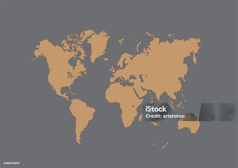 World Map Semidetailed Mercator Projection On Gray Background Stock