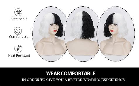 Mqforu Cruella Wig Black And White Wigs For Cruella Deville