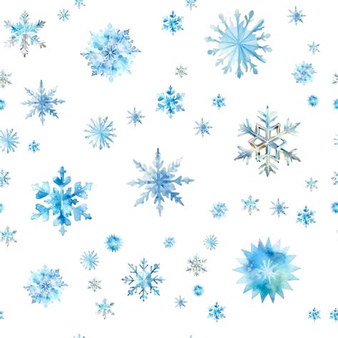 Premium Psd Watercolor Snowflakes Seamless Pattern Blue Snowflakes