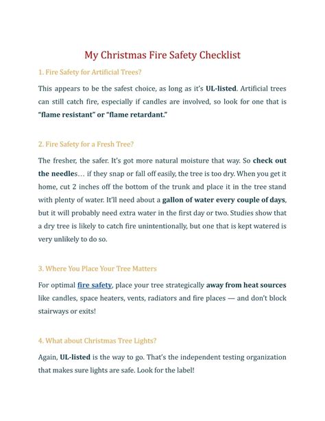 Ppt Christmas Tree Fire Safety Checklist Powerpoint Presentation