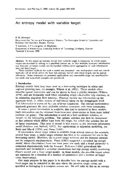 Pdf An Entropy Model With Variable Target