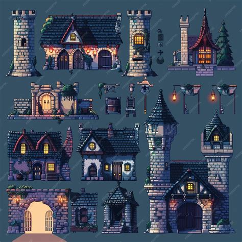 Premium Vector City 2d Platform Flat Style Spritesheet Tileset Dark