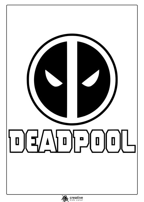 Deadpool Logo Coloring Outline Pages Drawing Printable Superhero Simple