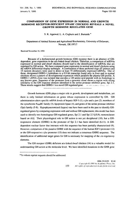 Pdf Dysfunctional Growth Hormone Receptor In A Strain Of Sex Linked