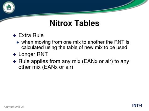 Ppt Dive Tables And Equivalent Air Depth Powerpoint Presentation
