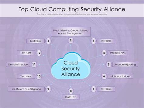 Top Cloud Computing Security Alliance Presentation Graphics Presentation Powerpoint Example