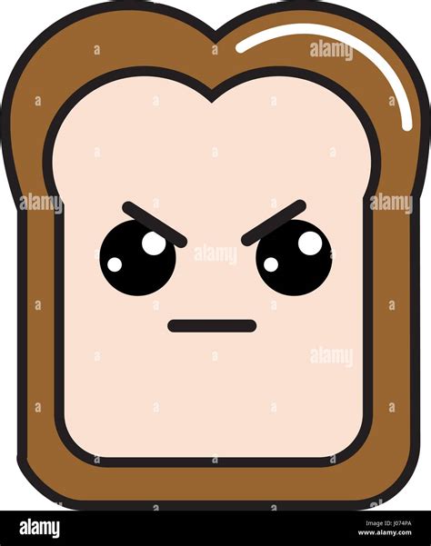 Kawaii Cute Angry Bread Icon Stock Vector Image And Art Alamy