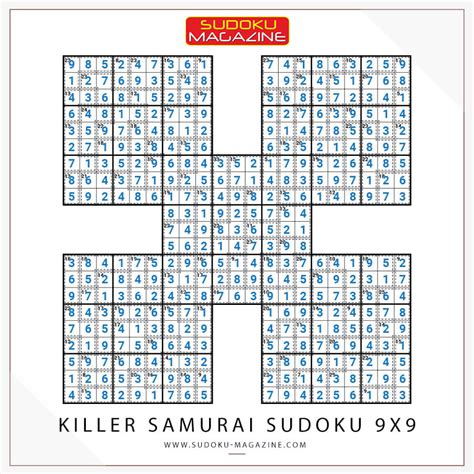 Free Daily Sudoku Killer Samurai Sudoku 9×9 0043 Sudoku Magazine