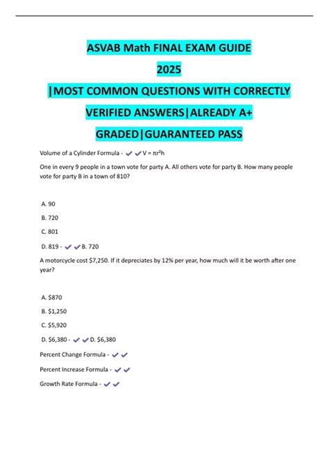 Asvab Math Final Exam Guide 2025 Most Common Questions With Correctly
