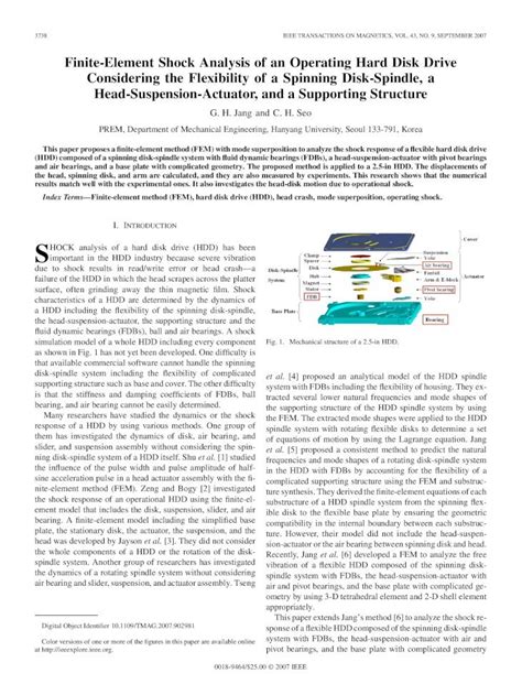 Pdf Finite Element Shock Analysis Of An Operating Hard Disk Prem Hanyang Ac Kr Down Finite