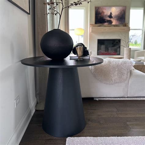 Dwen 35 Round Pedestal Console Tableoakblack
