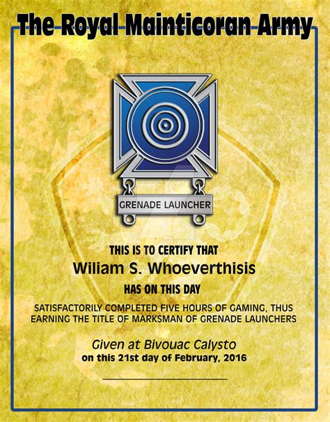 Rma Marksmanship Badge Certificate By Lazarusomega2000r On Deviantart