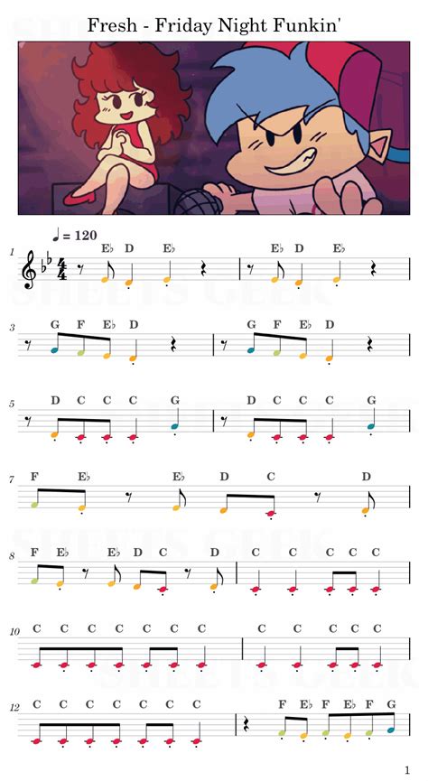Fresh Friday Night Funkin Easy Sheet Music