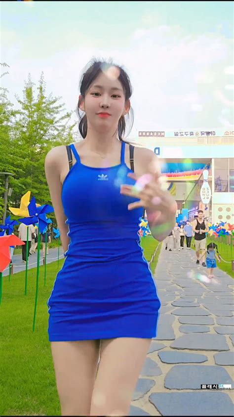ㅇㅎ갓세희 초 밀착 파란 아디다스 원피스