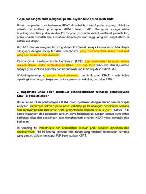 Refleksi Pencerapan Pdp Kbat Pdf