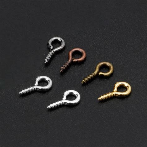 J 600pcs 6 Colors Screw Eye Pins Eyelets Screw Threaded Hooks For