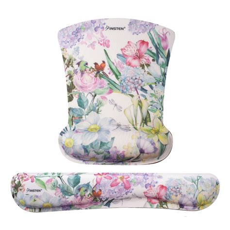 Insten Floral Mouse Pad With Wrist Support And Keyboard Wrist Rest