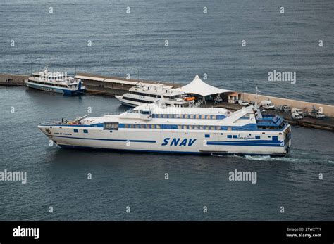 Sorrento Italy August 2019 Fast Ferry Of The Snav Company Entering