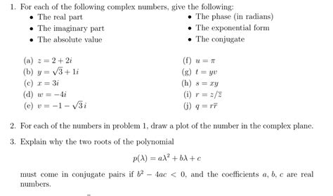 solved 1 for each of the following complex numbers give