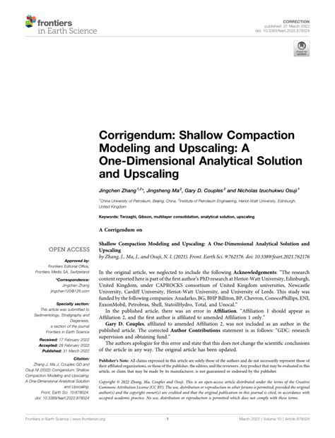 Pdf Corrigendum Shallow Compaction Modeling And Upscaling A One
