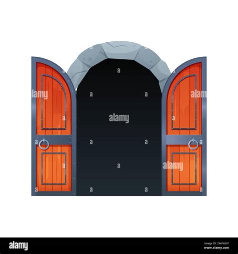 Open Historic Gate To The Castle Medieval Wooden Gate Old City