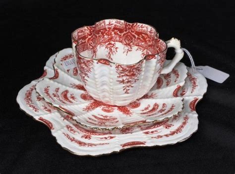 Antique Wileman Shell Trio With Floral Display Shelley Ceramics