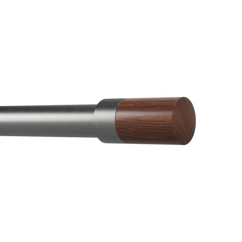 Umbra Blok Stainless Steel Curtain Rod Gunmetal Grey Wood Finials