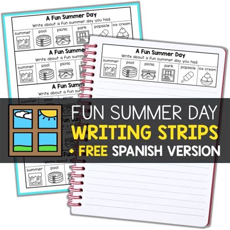Fun Summer Day Writing Prompt Notebook Seasonal Story Free Spanish