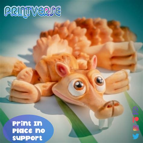 3d Printable Flexy Print In Place Sabertooth Squirrel By Printverse