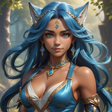 Blue Kitsune Round 5 Evo2 Elegant Blue Kitsune Goddess In