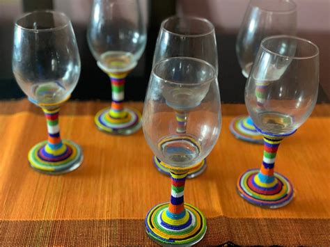A Set Of 6 Beaded Wine Glasses Beaded Wine Glasses Barware Glasses Home And Living Glasses