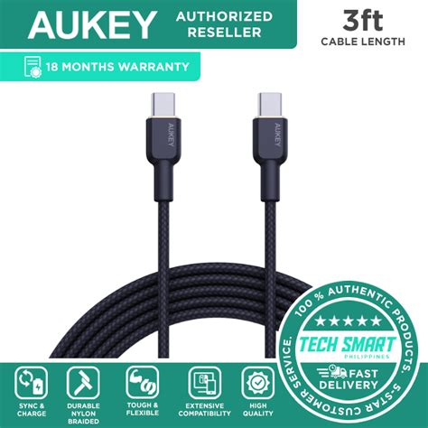 Aukey Cb Ncc1 Circlet Nylon Braided 3ft Usb C To Usb C Cable Tech