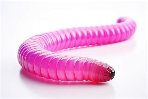 A Pink Plastic Worm On A White Surface Premium Ai Generated Image
