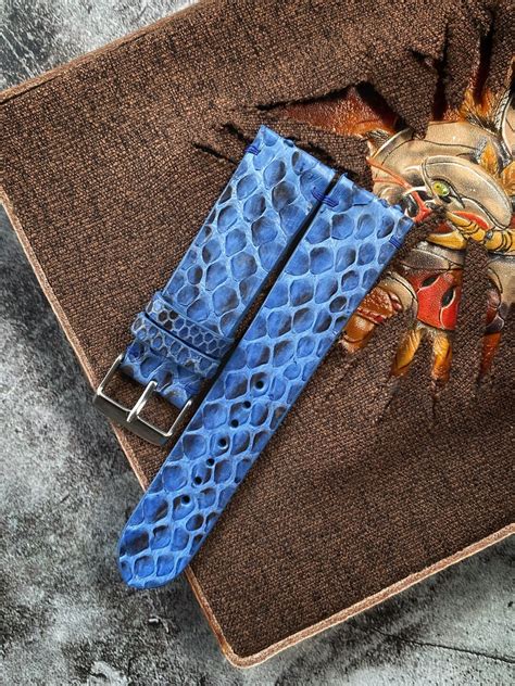 Marine Blue Python Watch Straps Leather Watch Bands Best Etsy New Zealand