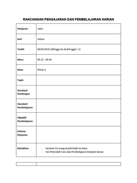 Template RPH P2 SC | PDF