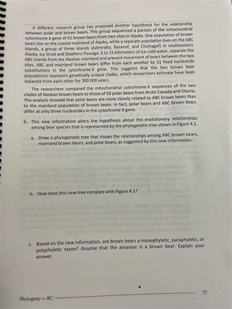 Solved Interpreting A Phylogenetic Tree For Bears The Bear