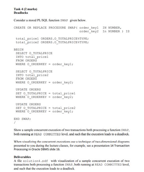 Solved Task 4 2 Marks Deadlocks Consider A Stored Plsql