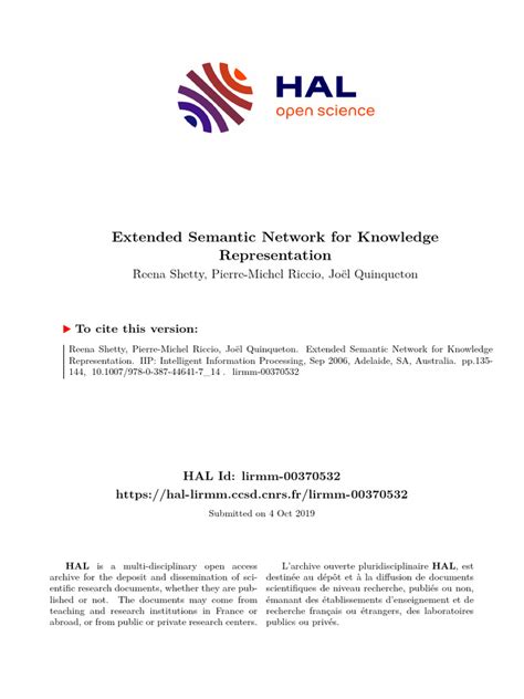 Extended Semantic Network For Knowledge Representa Pdf