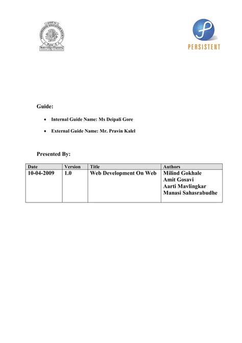 Web Development On Web Project Report Pdf Web Development Internet