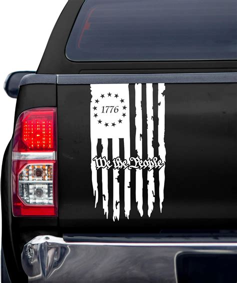Hsdiokl 1776 American Flag Truck Decalwe The People White