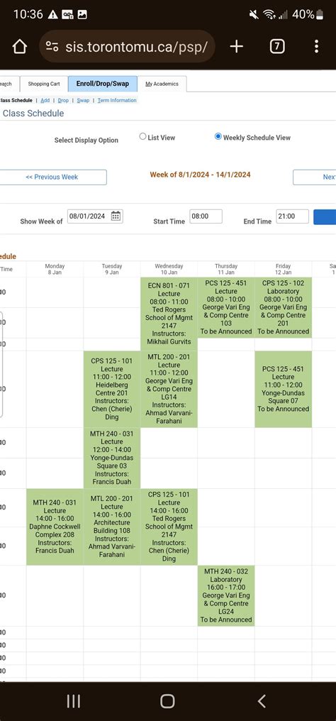2nd Semester Engineering Class Schedule Rtorontometu