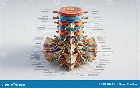 Anatomical Diagram Of Human Spine And Nervous System Stock Illustration
