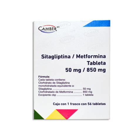 Sitagliptina Metformina 50 Mg 850 Mg Caja Con 56 Tabletas