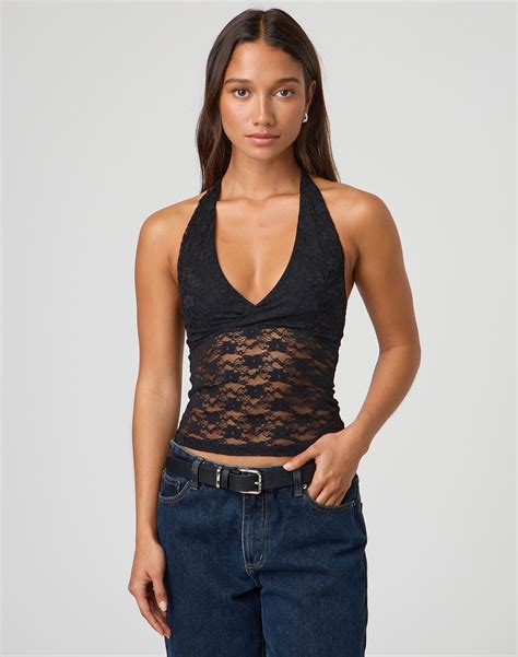Halter Neck Tops Sleeveless Velvet Halter Neck Crop Top Solid Black