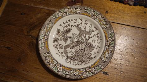 Antique Aesthetic Movement Polychrome Brown Transferware Etsy